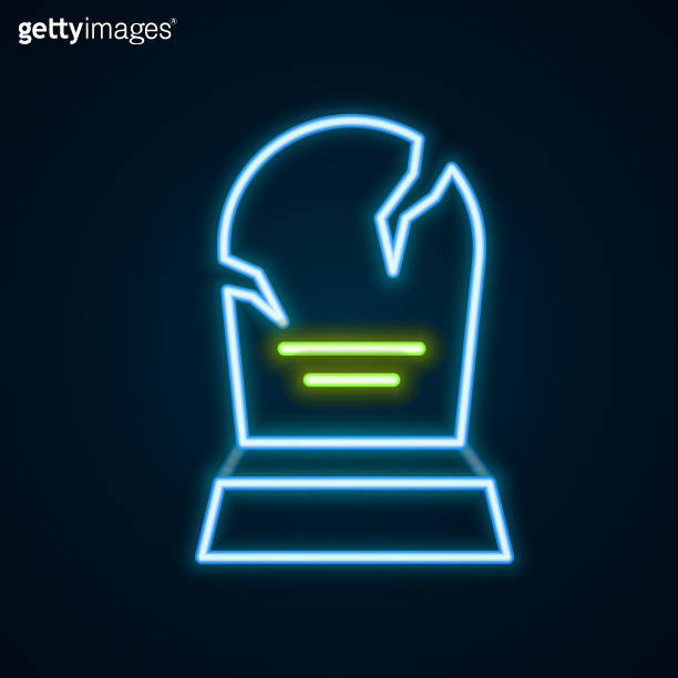 Glowing neon line Tombstone with RIP written on it icon isolated on ...