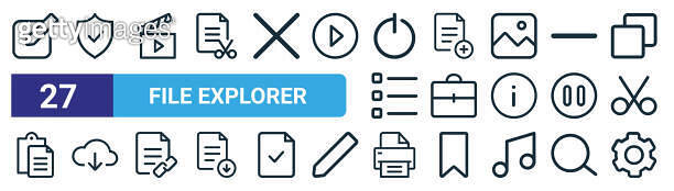 set of 27 outline web file explorer icons such as edit file, security ...