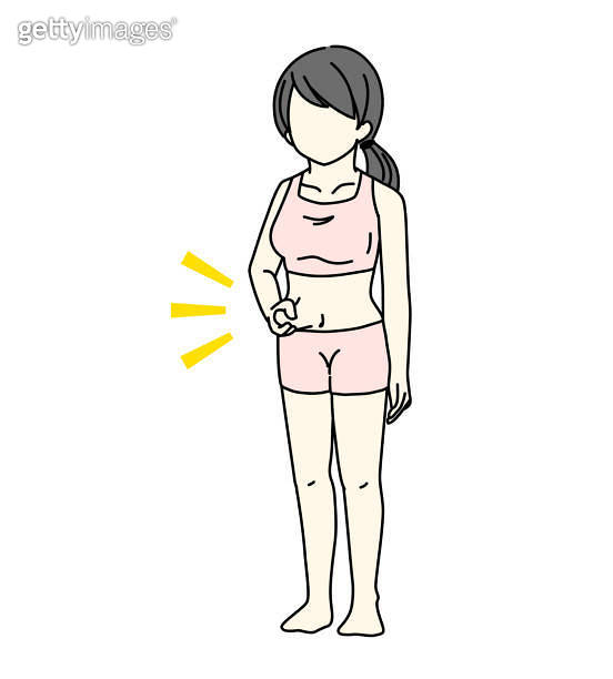 This is an illustration of a woman who is picking at her floating flesh ...