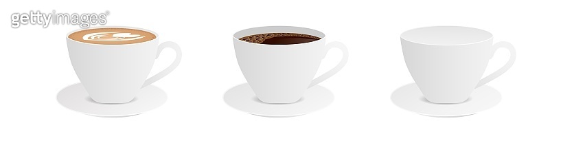 Realistic cups with cappuccino and coffee side view 이미지 (1366819649 ...