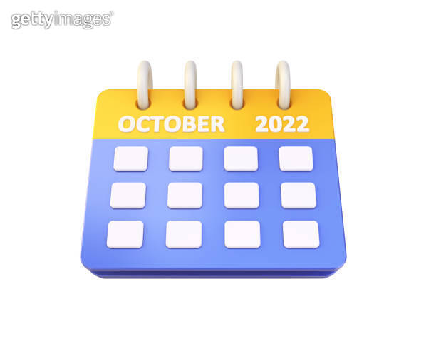 Calendar Yellow and Blue Color October 2022 이미지 (1432974793) - 게티이미지뱅크