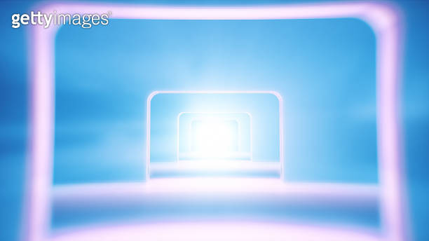 Flying forward in Soft Blue Rectangle futuristic Tunnel 이미지 (1426283476 ...