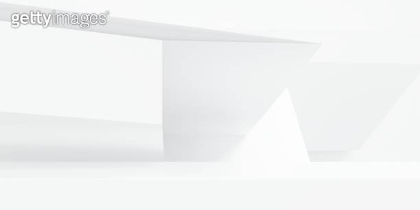 3d rendering of white abstract geometric background. Scene for ...