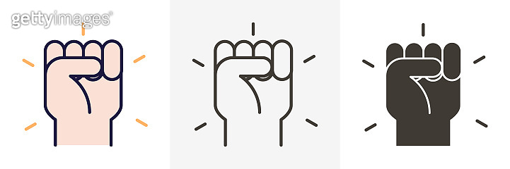 Hand closed. Fist Icon. Vector trendy icon in 3 different styles ...