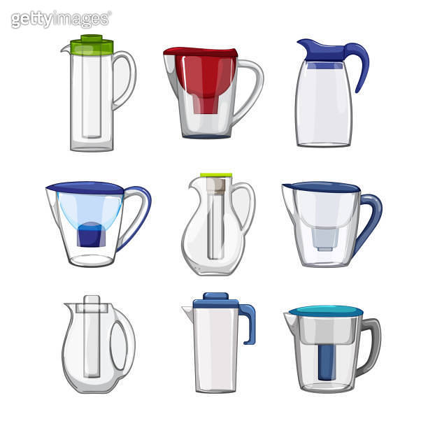 water pitcher set cartoon vector illustration (1443495425) - 게티이미지뱅크