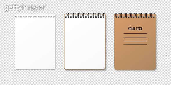 Horizontal spiral spring notepad with space for your image or text on transparent background in ...