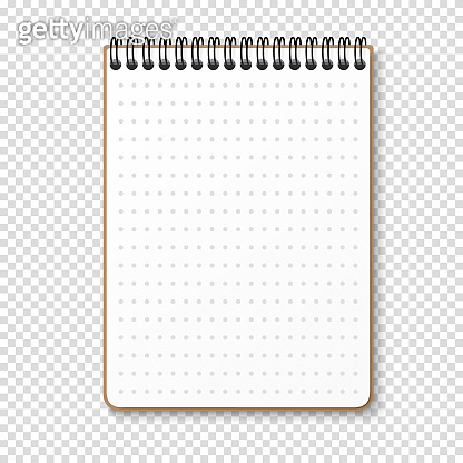 Notepad with a horizontal spring spiral. Notebook with dotted white ...