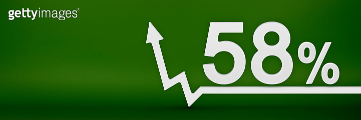 58 percent. The arrow on the graph points up. Rising prices, inflation ...