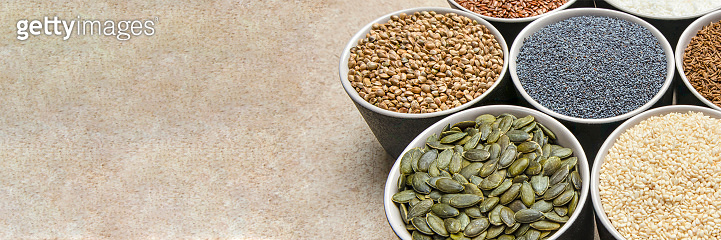 Various seeds on a marble background. Assortment, seeds set, healthy ...