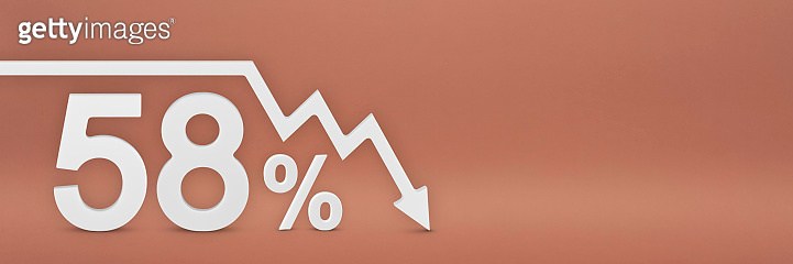 fifty-eight percent, the arrow on the graph is pointing down. Stock ...