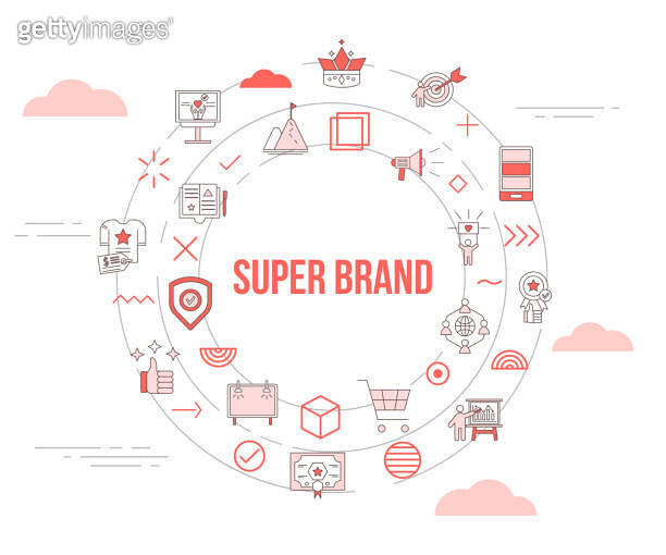 super brand concept with icon set template banner and circle round ...