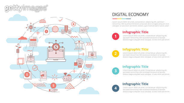 digital economy concept for infographic template banner with four point ...