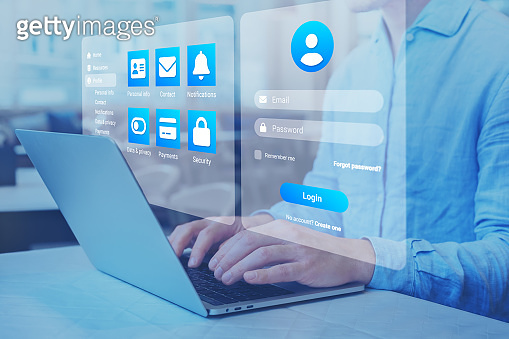 Login page with password to access online profile account. Secured ...