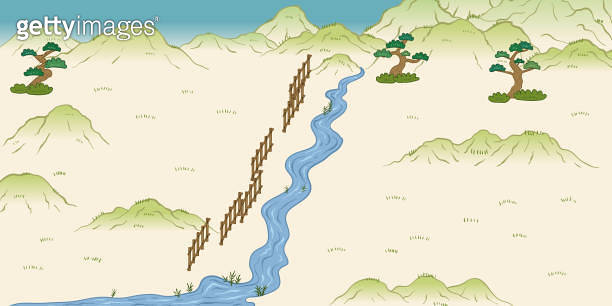 Illustration of Japanese ancient battlefield 이미지 (1409296376) - 게티이미지뱅크