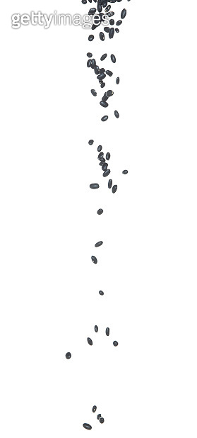 Black Bean flying explosion, black grain beans explode abstract cloud ...