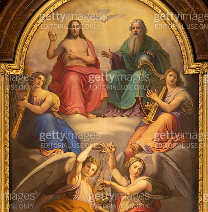 Vienna - The detail of Holy Trinity painting on the main alatr of ...