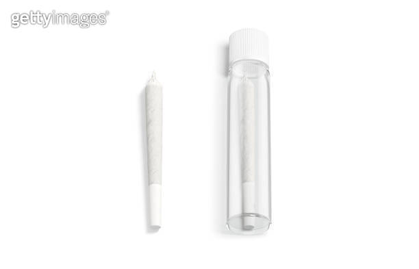 Blank white weed joint tube with glass pack mockup, isolated ...