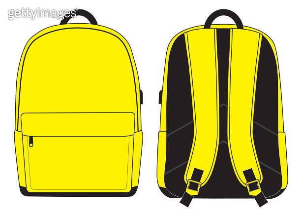Blank yellow school bag front and back view isolated on white 이미지 ...