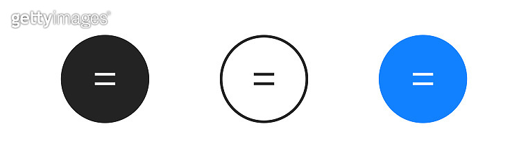 Simple blue round equally button icon. Flat design for mobile app ...