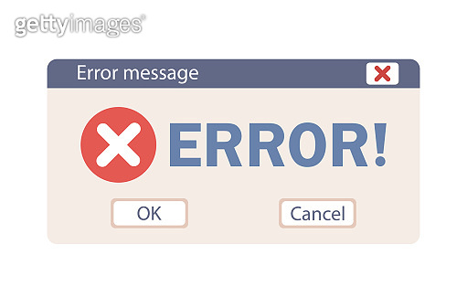 System error warning window. Warning message about fatal error. User ...