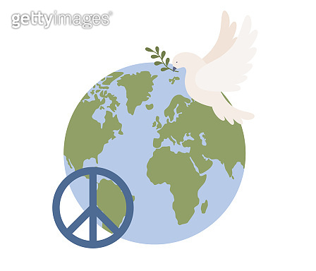 International day of peace. Planet earth and World peace dove. Bird ...