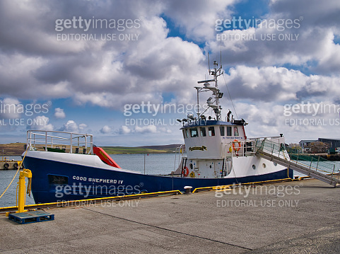 The Fair Isle ferry Good Shepherd IV moored at Lerwick, Shetland, UK ...