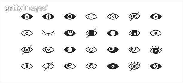 Eye icon set. Concept of watching. View signs. Visible, vision ...