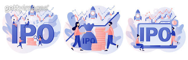 IPO concept. Initial public offering. Investor ivest stock market shares. Company growth ...