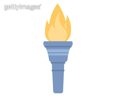 Torch icon. Blue cup of fire. Flaming figure. Vector flat illustration ...