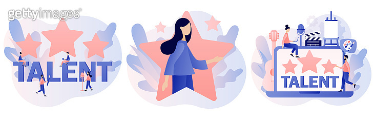 Talent concept. Talented tiny people. Super star. Open your potential ...