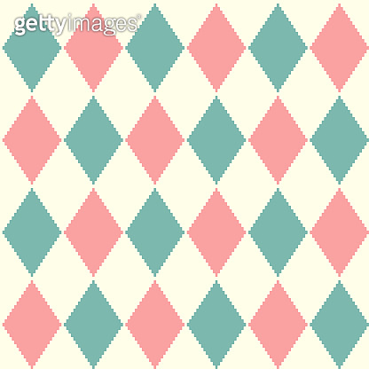Seamless harlequin check pattern in pink, light blue and white. Vector ...