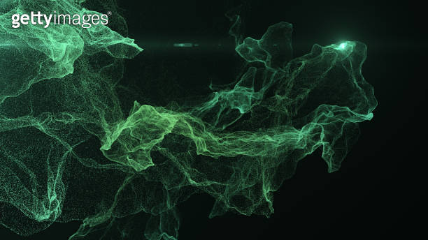 Orb particle green energy plasma on black background. 이미지 (1435833723 ...