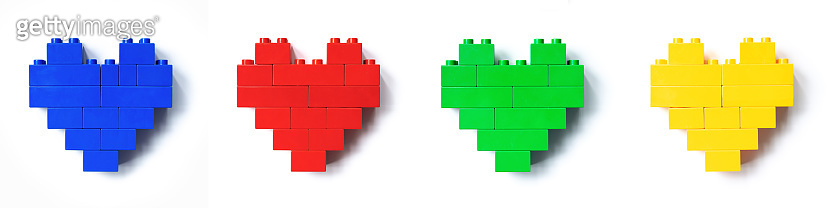 Set of four Colored Hearts from Lego blocks isolated on white ...