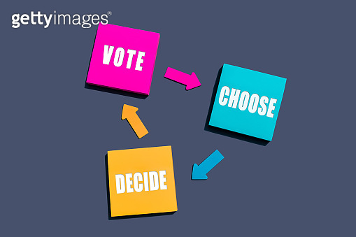 Diagram with the balance between Vote Choose Decide. Project management ...
