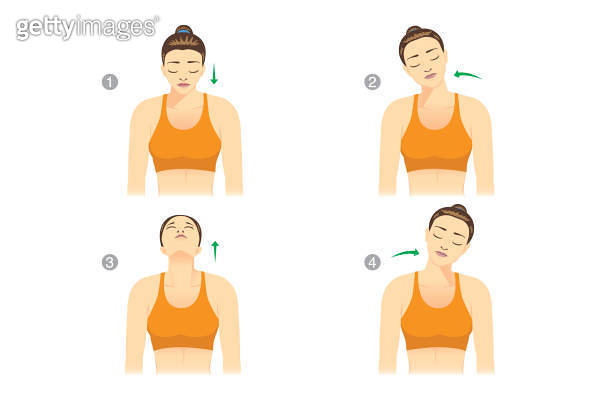 Woman doing Neck Rolls to stretch neck muscle before a workout ...
