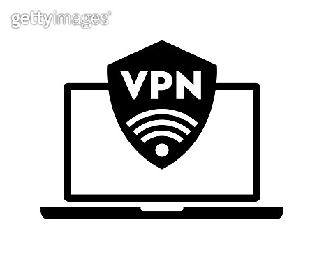 VPN black vector icon. VPN shield on laptop. (1388451868) 일러스트, 무료 일러스트 ...