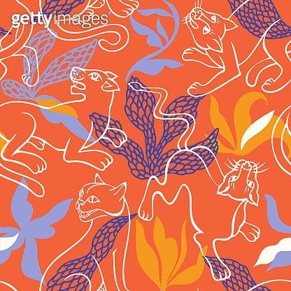 Tropical seamless pattern. Jungle predator overlay with decorative ...