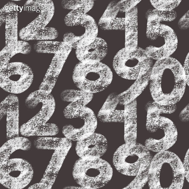 Seamless pattern with numbers distributed in order. Drawn digits in ...
