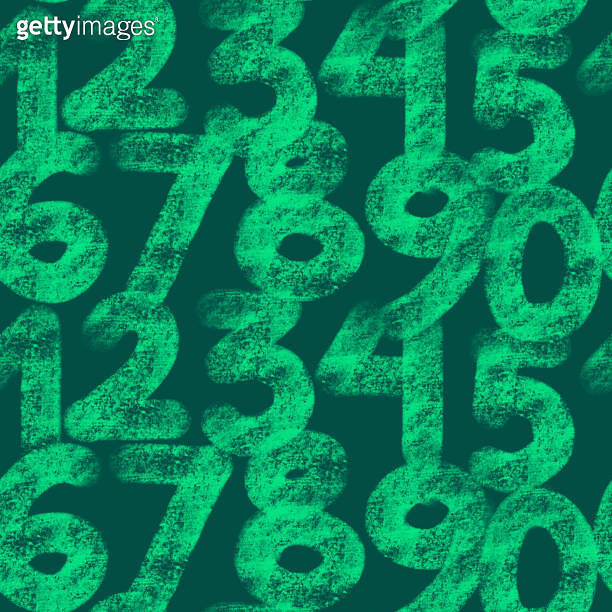 Seamless pattern with numbers distributed in order. Drawn digits in ...