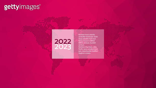 2022 2023 year with World Map. Magenta gradient triangle pattern ...