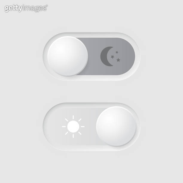 Button with day and night switching mode. Neomorphism element design for user interface ...