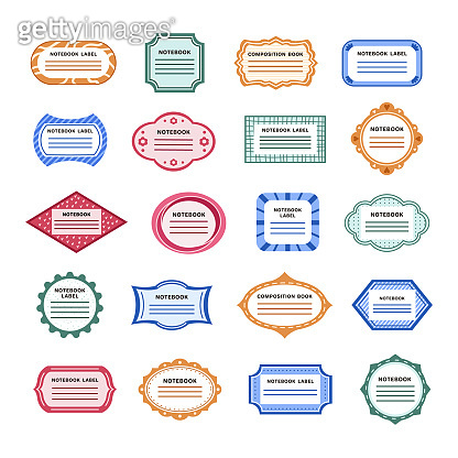 Notebook labels. Cute scrapbooking memo frame, owner name border and ...