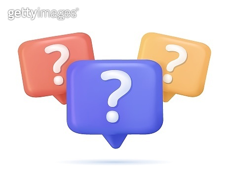 Question and answer Message box with question mark icon. 3D bubble box ...