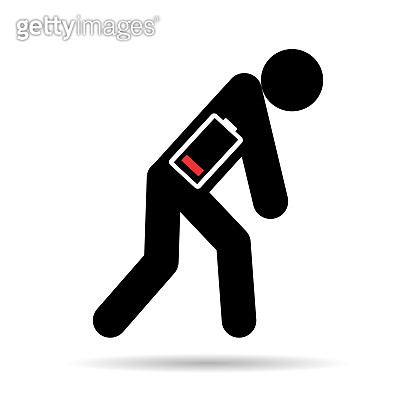 Tired man icon with shadow, sleep emotion tired sign, bored concept ...