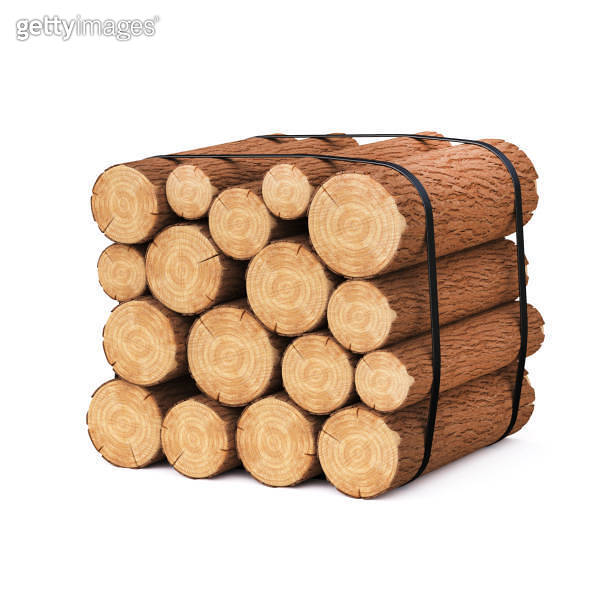 Stack of firewood logs isolated on white background 3d rendering 이미지 ...