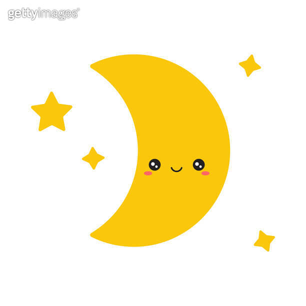 Vector cute illustration of a smiling half moon. 이미지 (1402555067) - 게티이미지뱅크