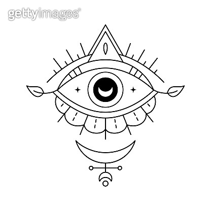 Mystic evil eye, line art esoteric sign. Occult symbol (1409591340 ...