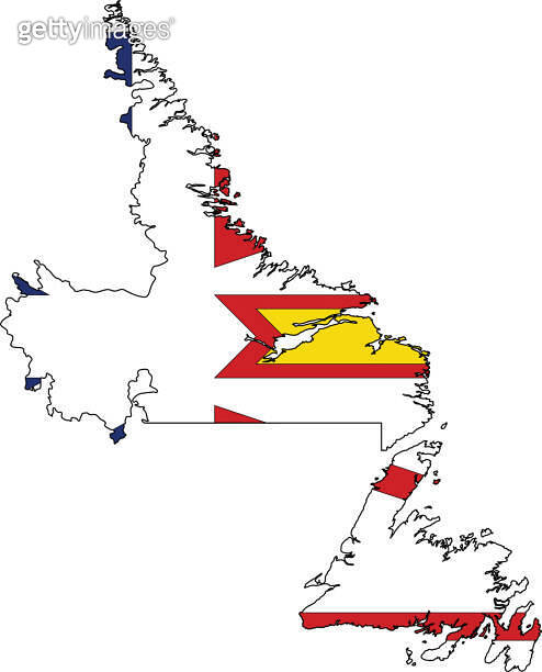 Flag map of NEWFOUNDLAND AND LABRADOR, CANADA (1364273142) - 게티이미지뱅크