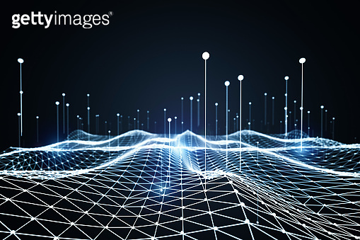 3d rendering big data visualization digital data threads plot network ...