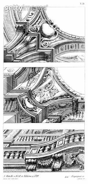 Details of Ceilings, by Mittelli, ca. 1650, and Bibiena, ca. 1711 (3 ...